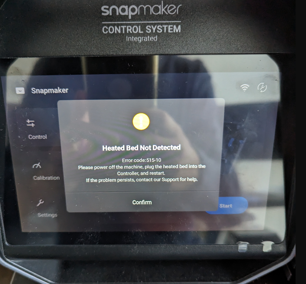 Artisan heated bed underheat and error code 515-10 or 515-6 | Snapmaker Wiki