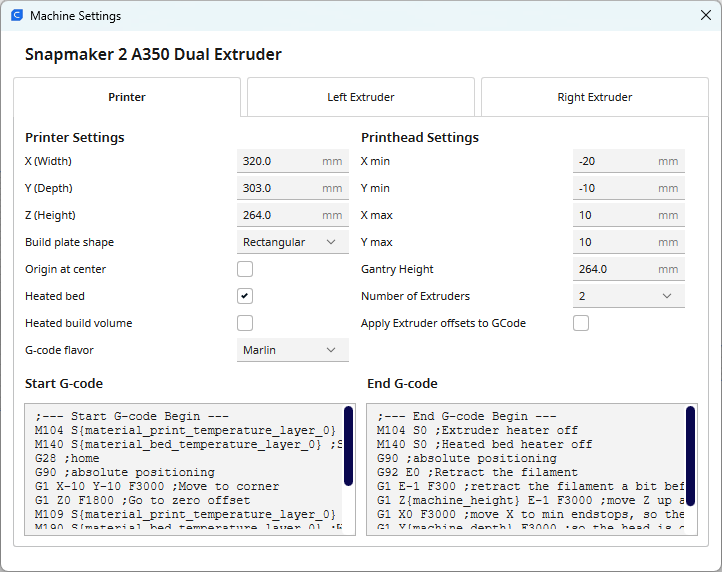 Using Cura with Snapmaker 2.0/Artisan/J1/J1s | Snapmaker Wiki